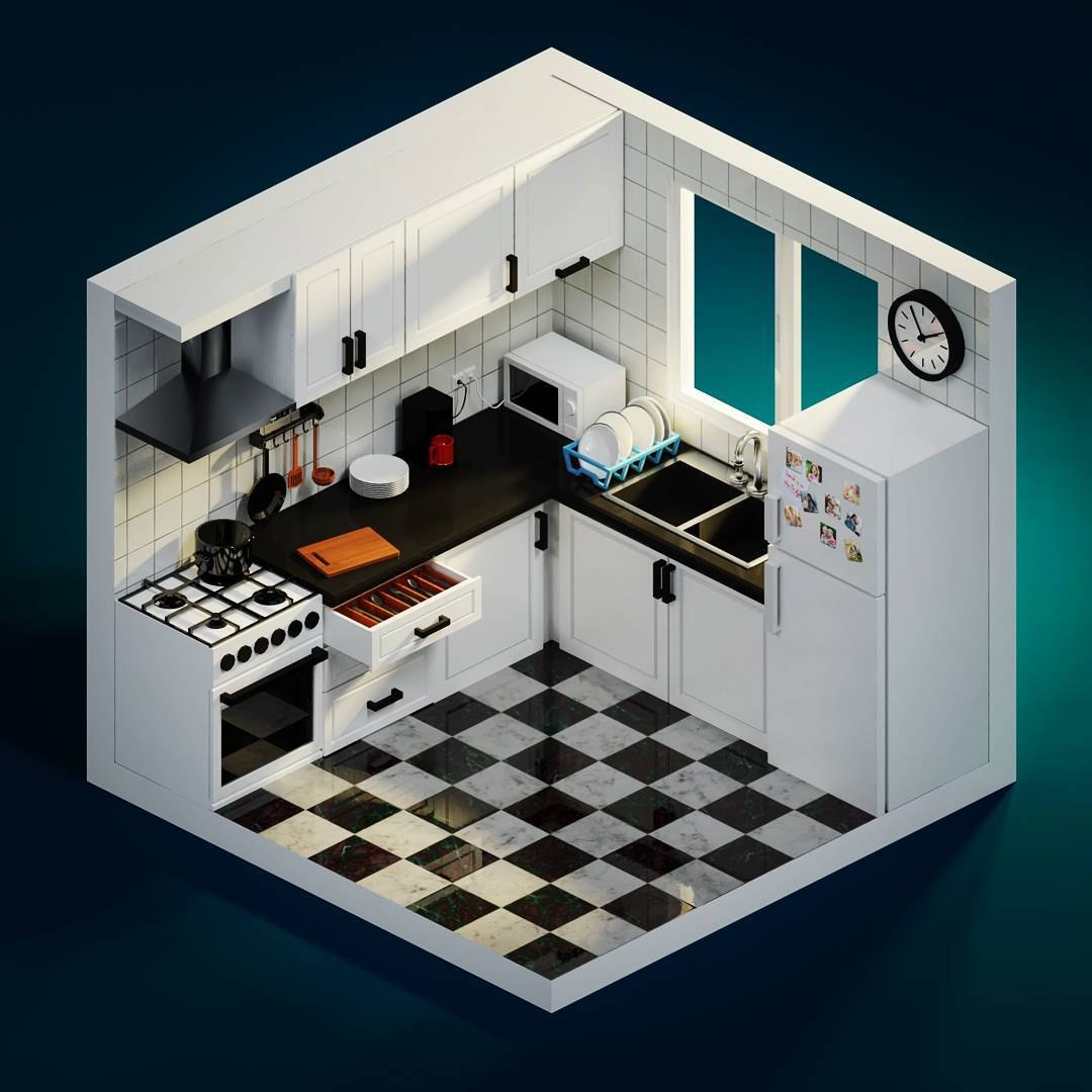 3D Kitchen Low-poly 3D Model Model - TurboSquid 1781800