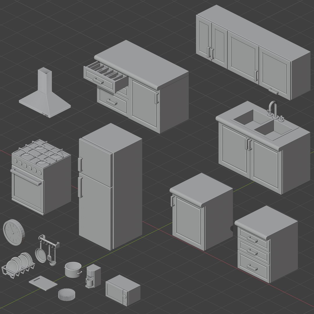 3D Kitchen Low-poly 3D Model Model - TurboSquid 1781800