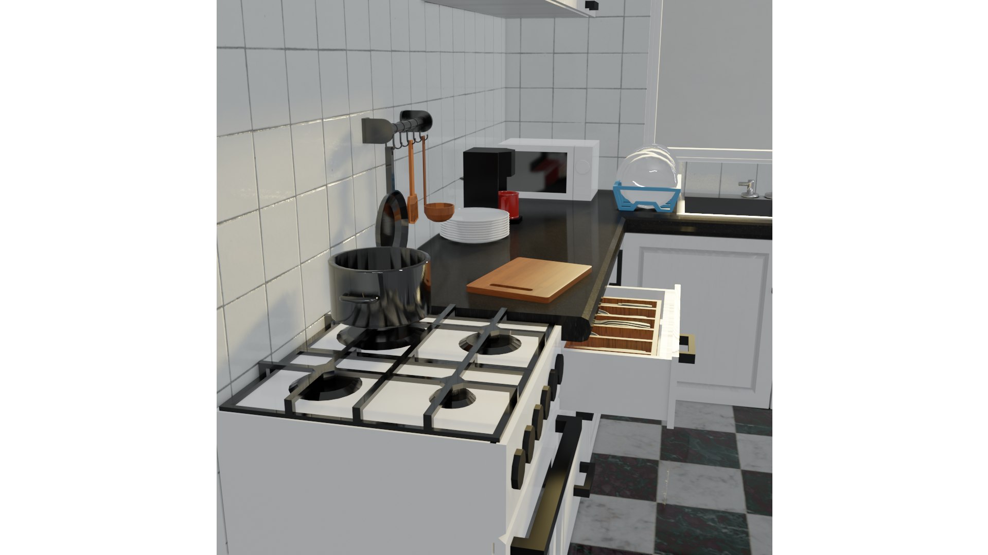 3D Kitchen Low-poly 3D Model Model - TurboSquid 1781800