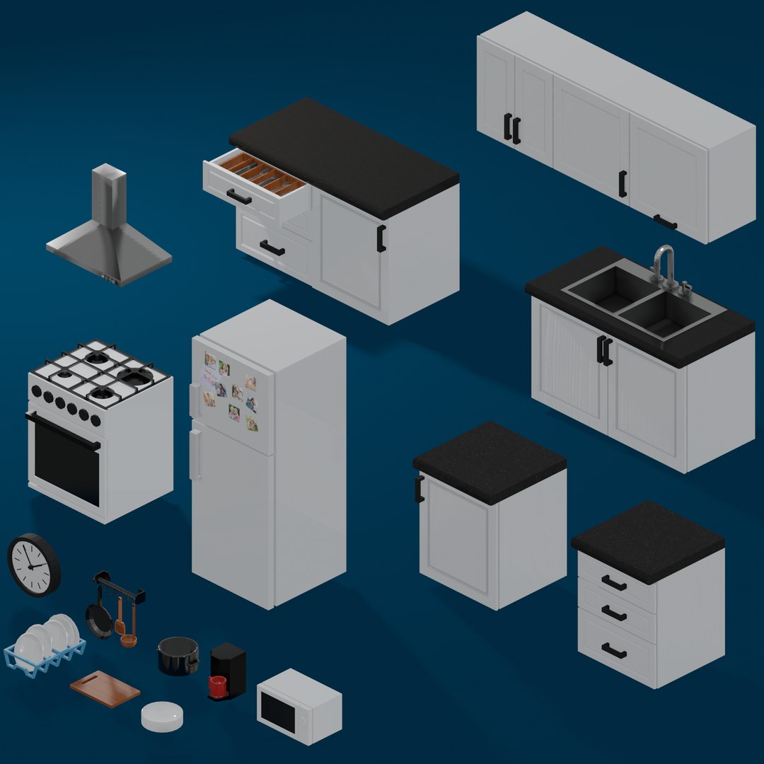 3D Kitchen Low-poly 3D Model Model - TurboSquid 1781800