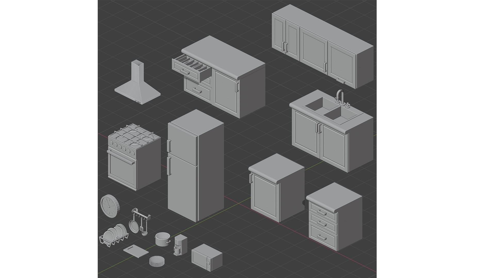 3D Kitchen Low-poly 3D Model Model - TurboSquid 1781800