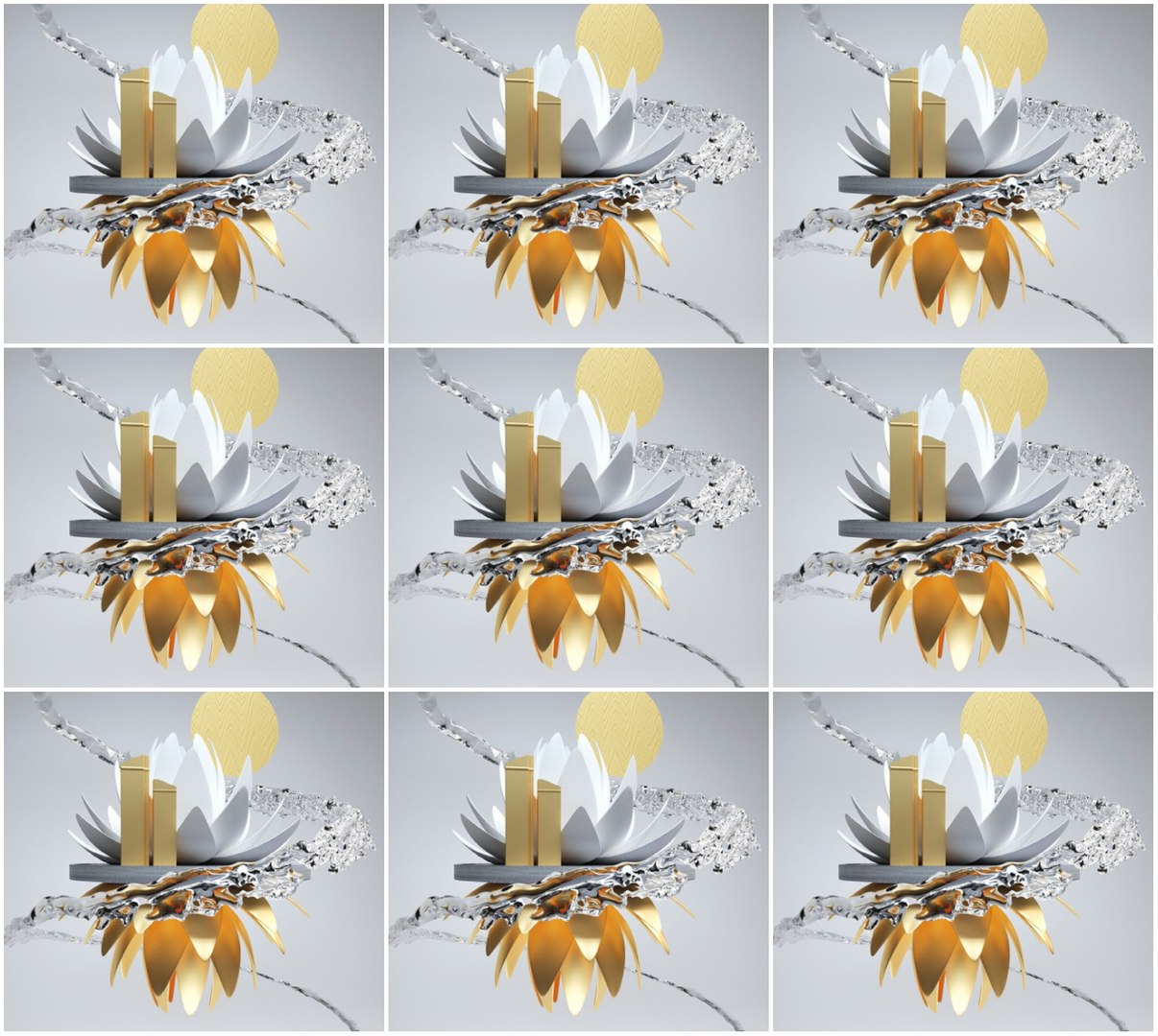 3D Lotus Water Column Artistic Modeling Column Packaging Entertainment ...