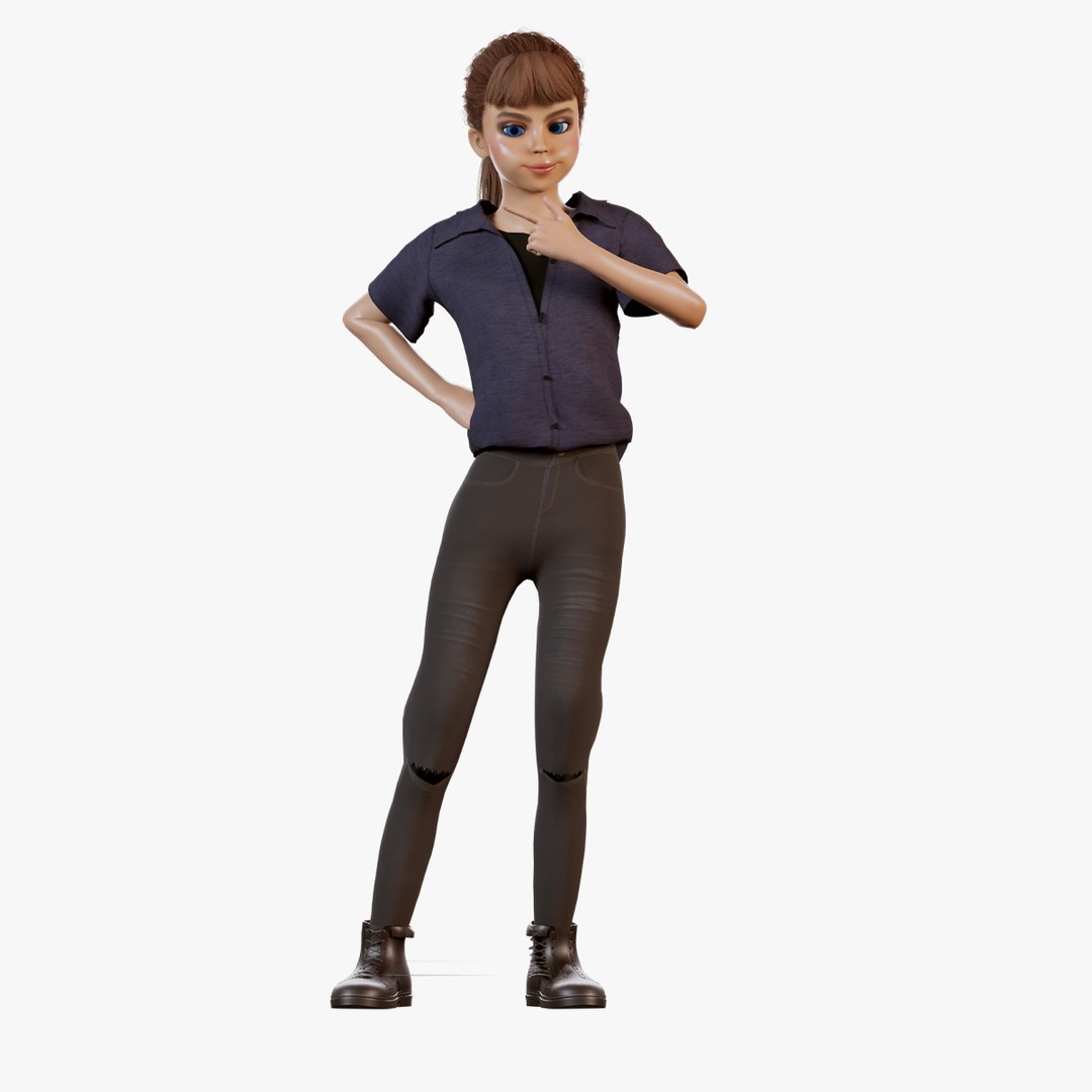 Cute Young Female Character Rigged 3D - TurboSquid 2071836