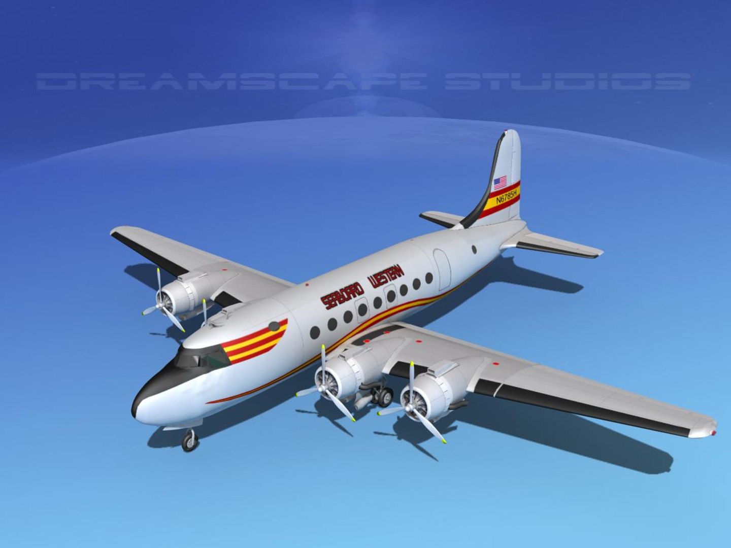 Dc-4 Propellers Gear 3d 3ds