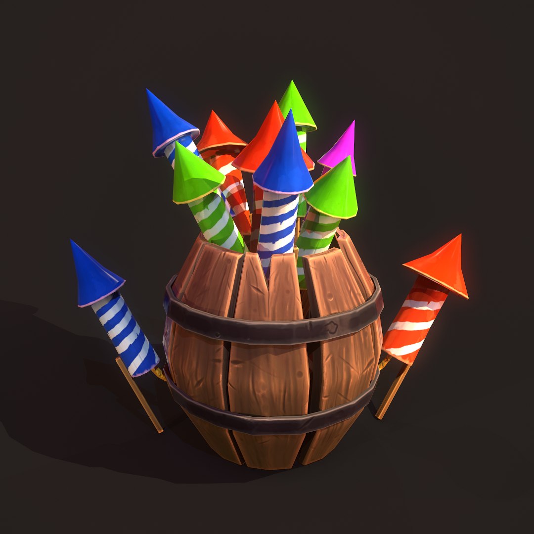 Barrel With Fireworks 3D Model - TurboSquid 1788698