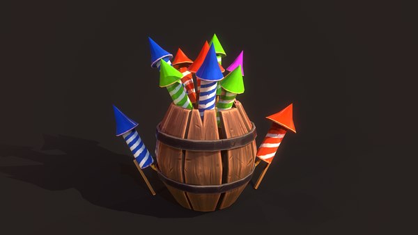 Barrel With Fireworks 3D model - TurboSquid 1788698