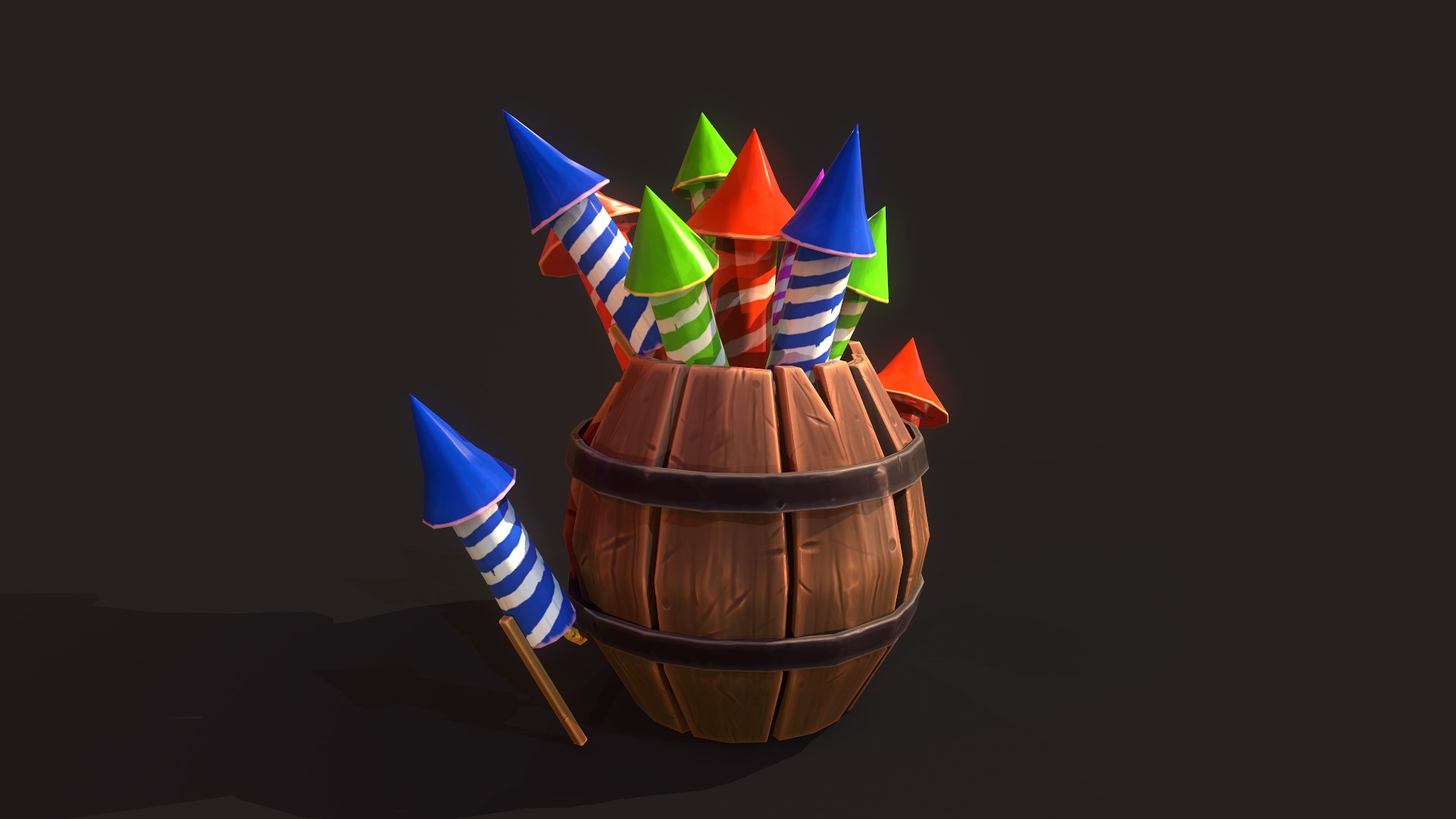 Barrel With Fireworks 3D Model - TurboSquid 1788698