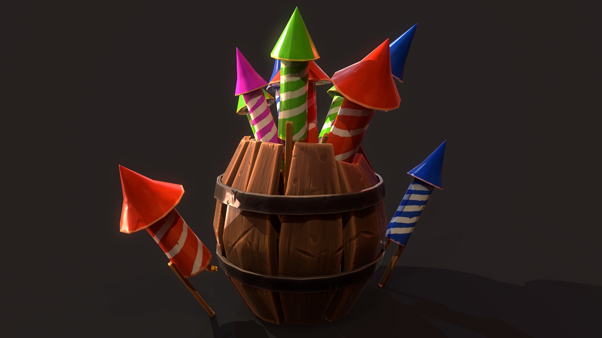 Barrel With Fireworks 3D Model - TurboSquid 1788698