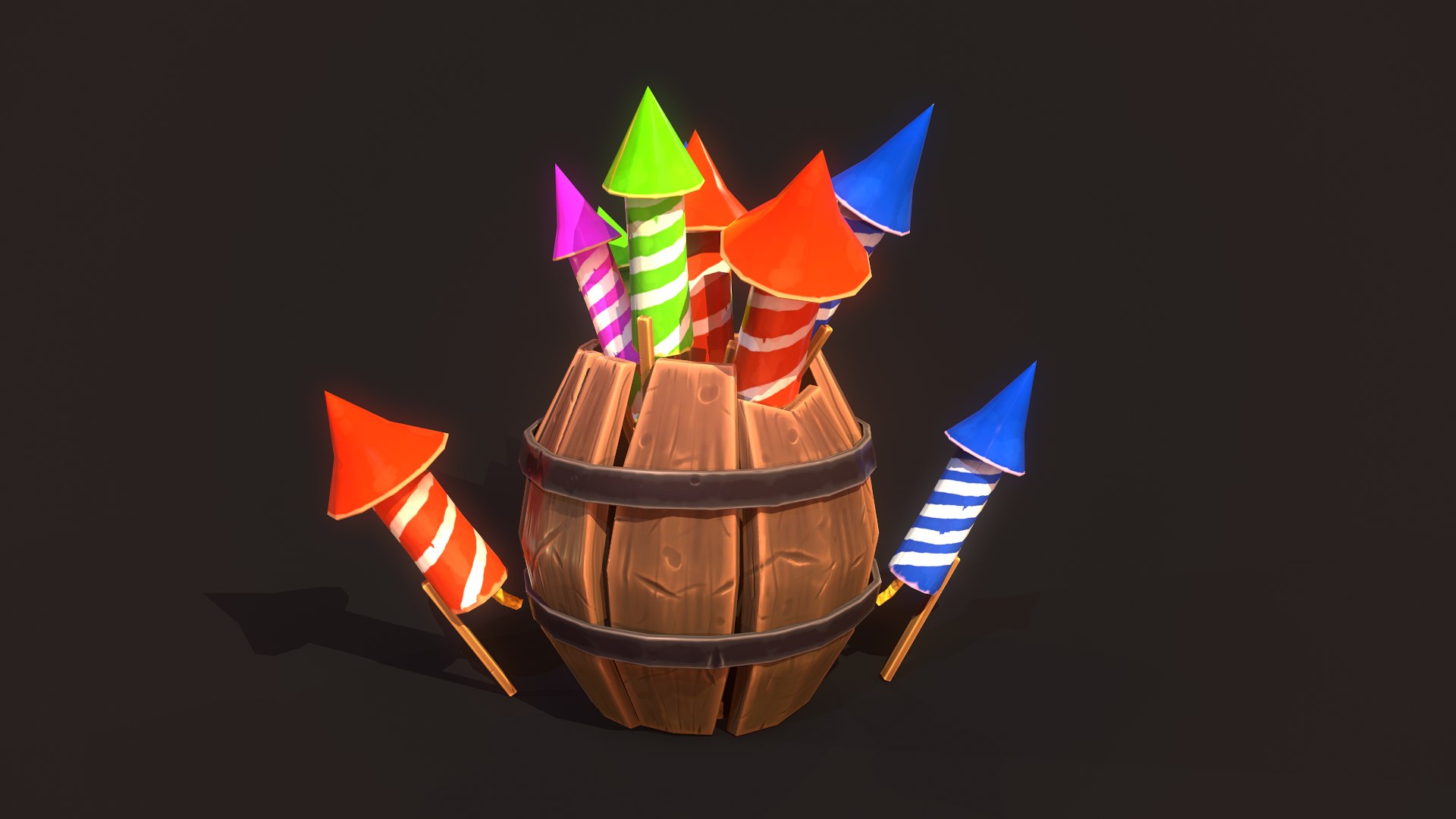 Barrel With Fireworks 3D Model - TurboSquid 1788698