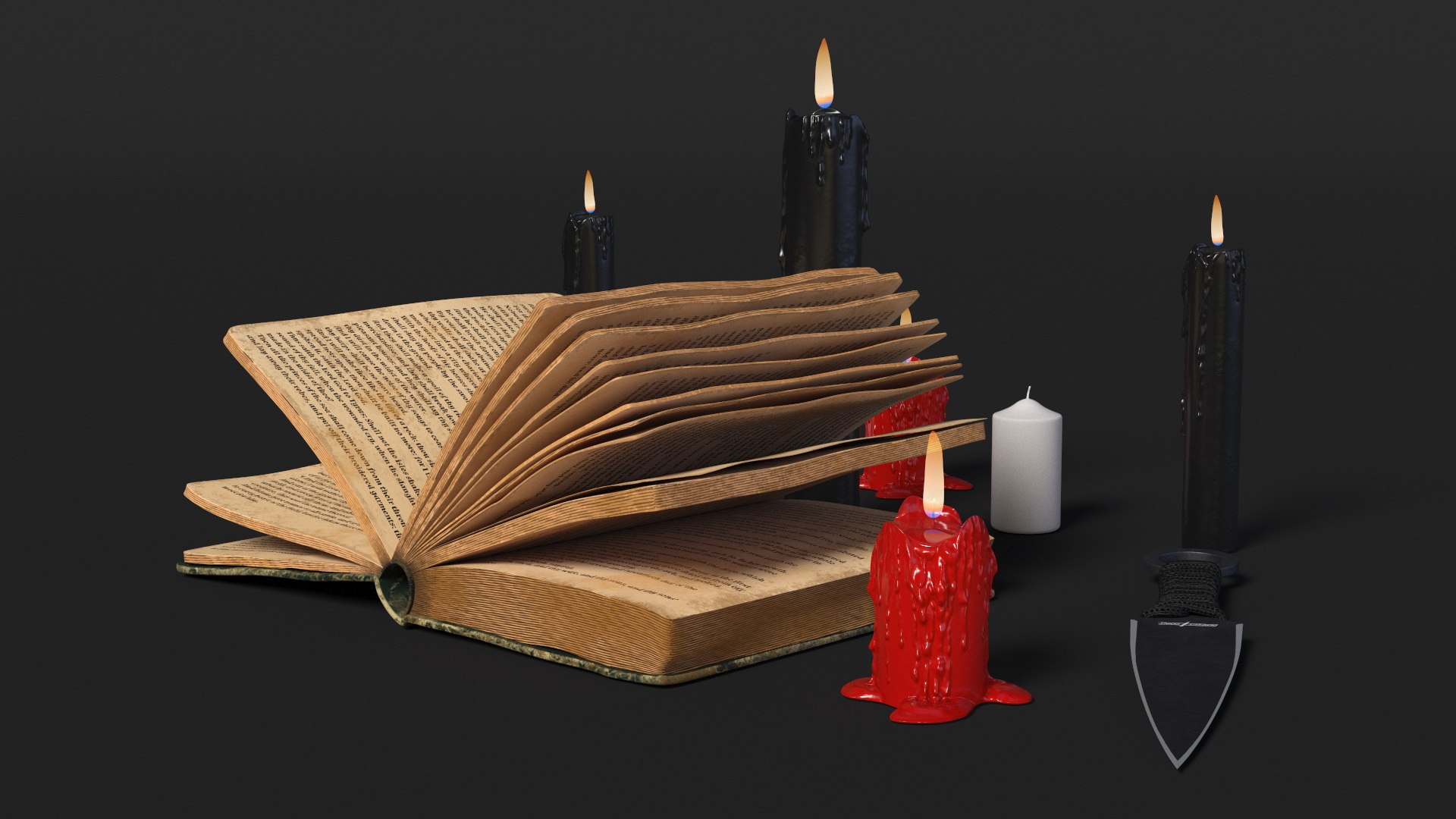 3D Model Occult Ritual Setup With Ancient Book And Candles - TurboSquid ...