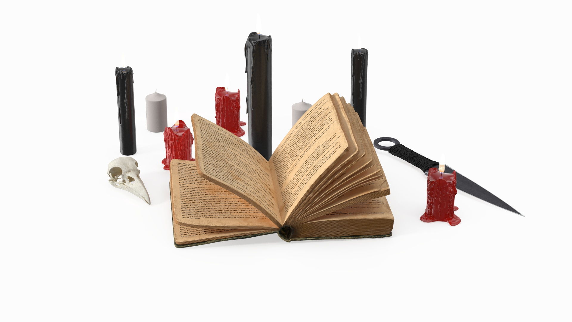 3D Model Occult Ritual Setup With Ancient Book And Candles - TurboSquid ...