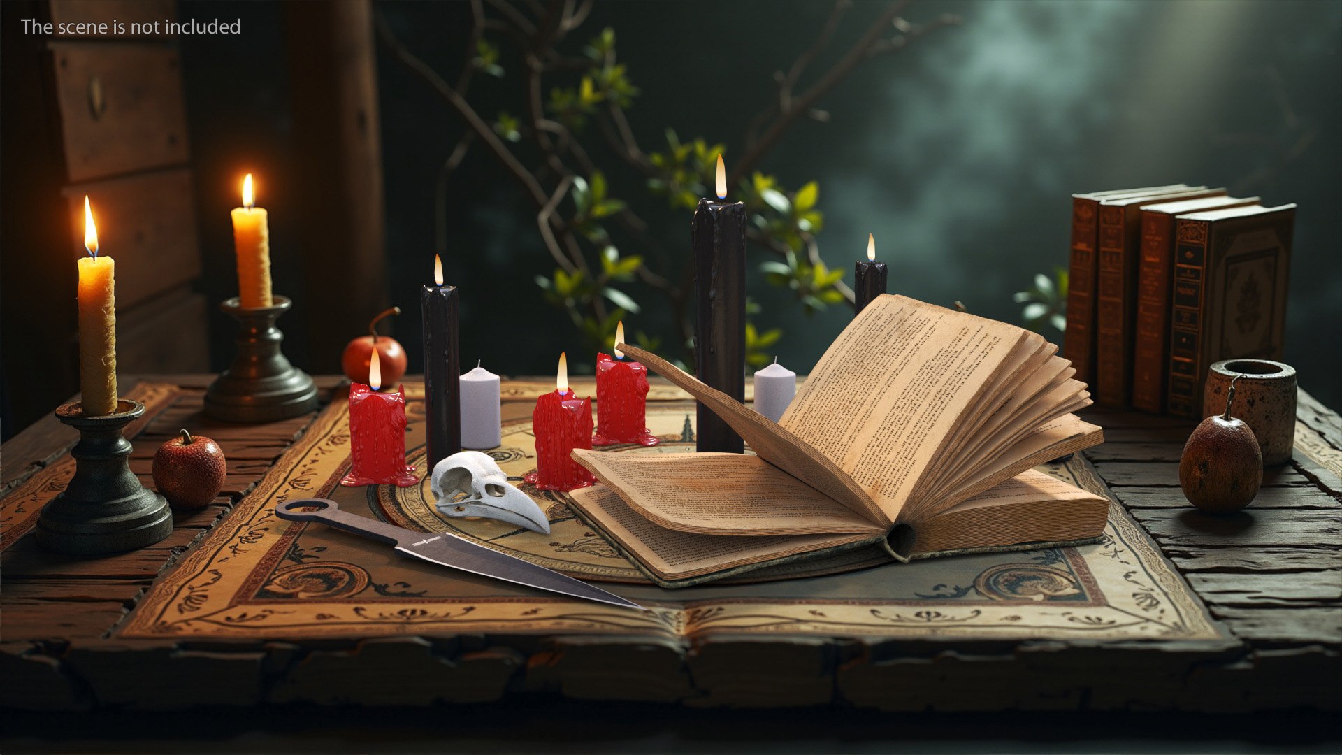 3D Model Occult Ritual Setup With Ancient Book And Candles - TurboSquid ...