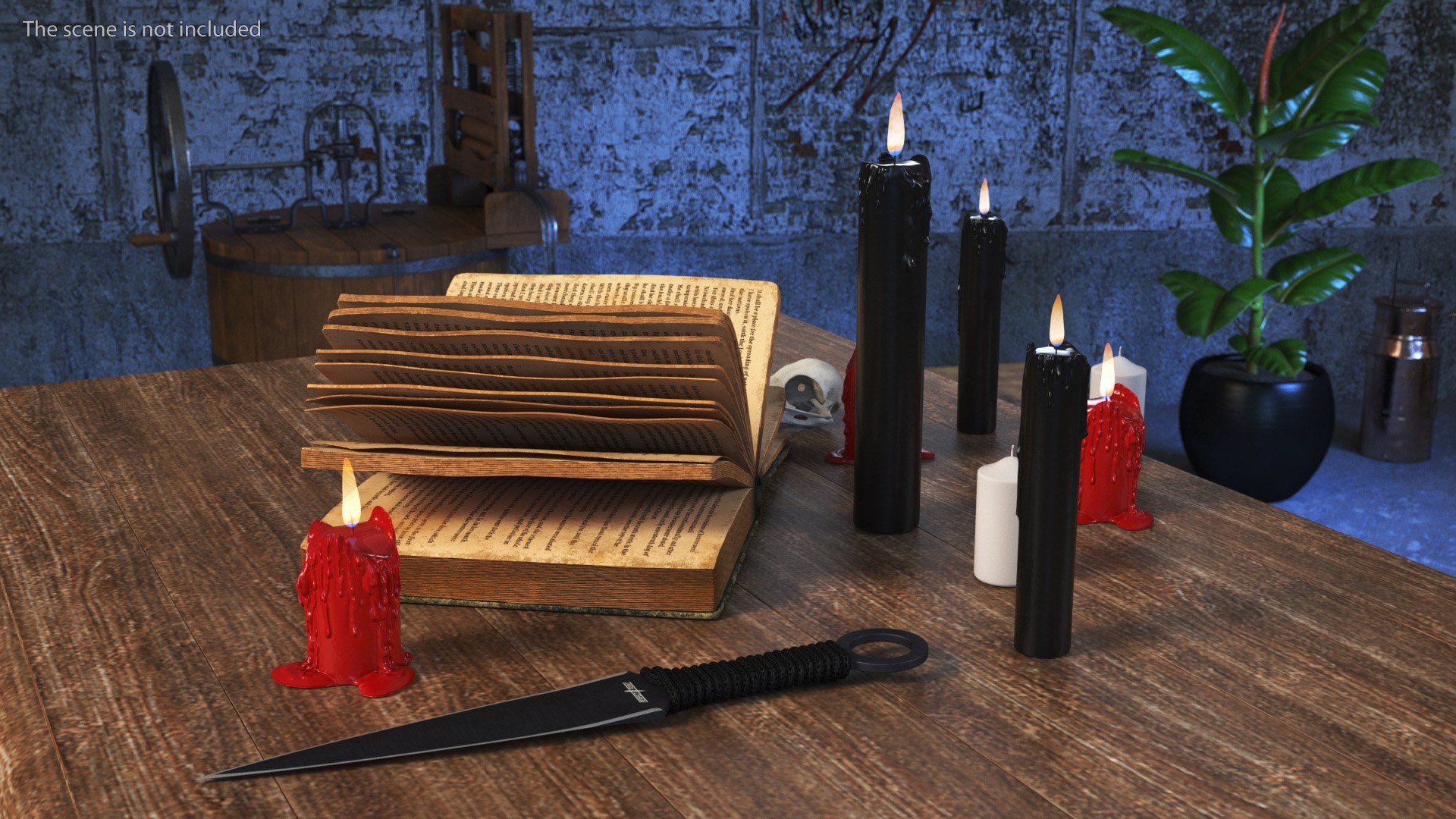 3D Model Occult Ritual Setup With Ancient Book And Candles - TurboSquid ...