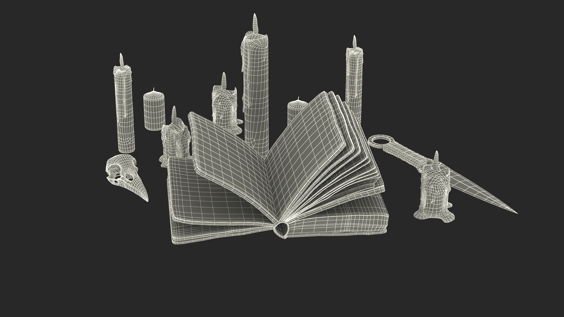 3D Model Occult Ritual Setup With Ancient Book And Candles - TurboSquid ...