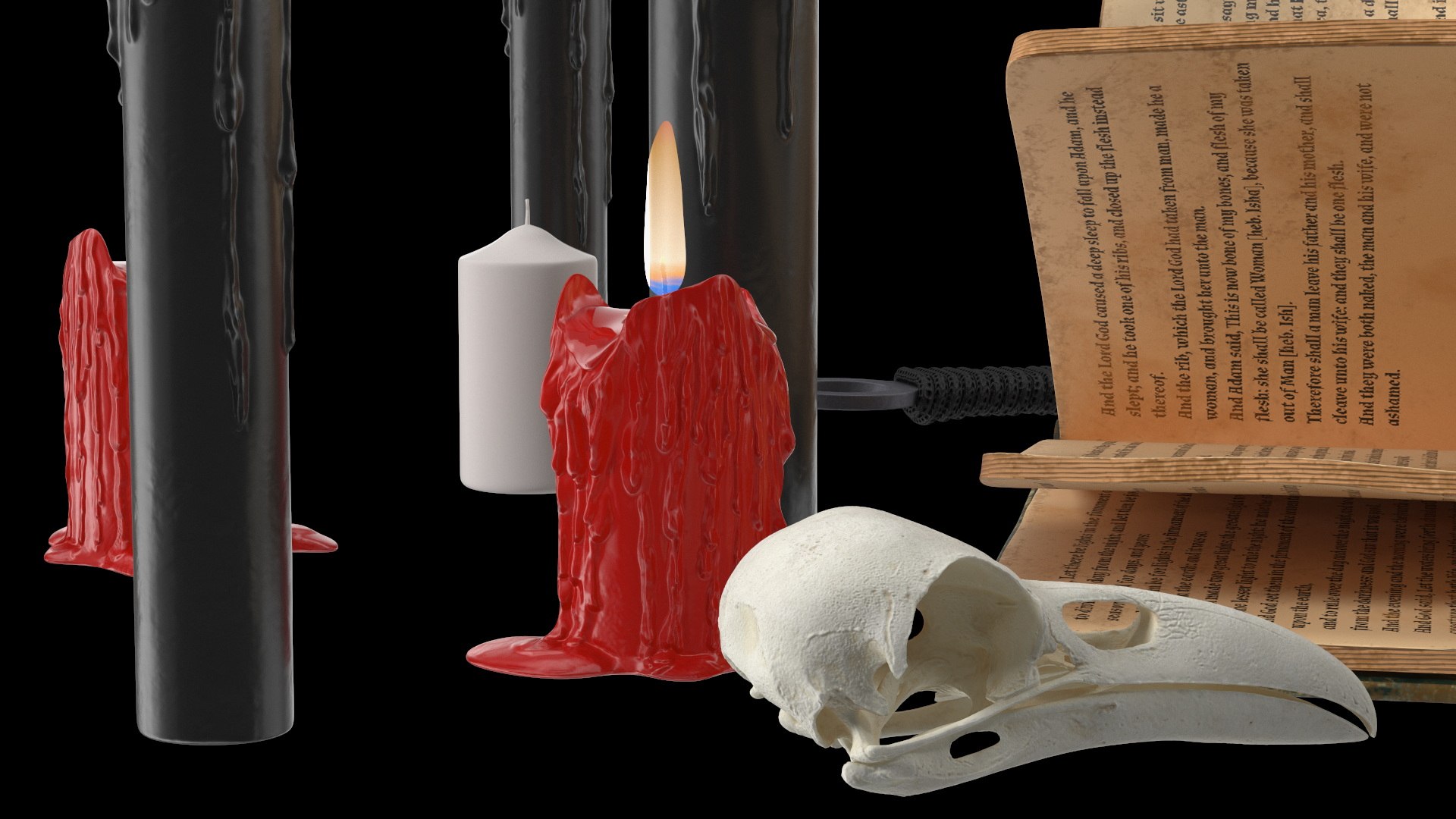 3D Model Occult Ritual Setup With Ancient Book And Candles - TurboSquid ...