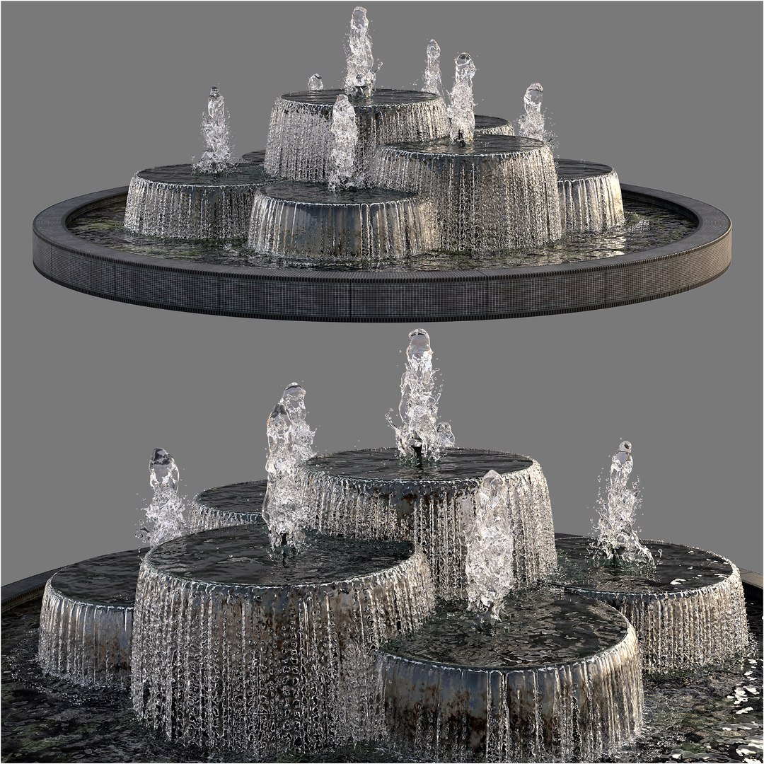Circular Pond with Fountains 3D - TurboSquid 2057025