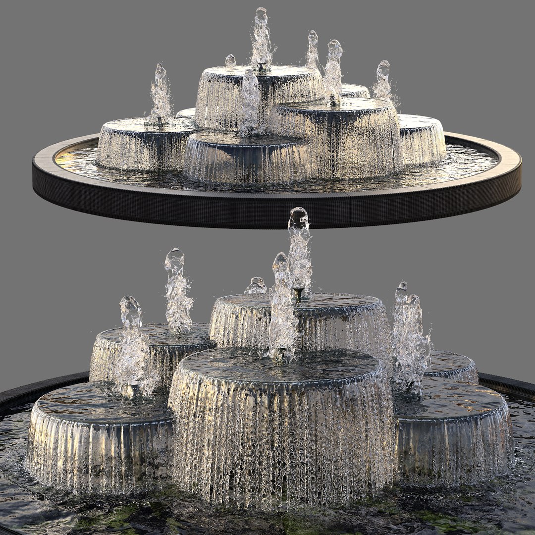 Circular Pond with Fountains 3D - TurboSquid 2057025