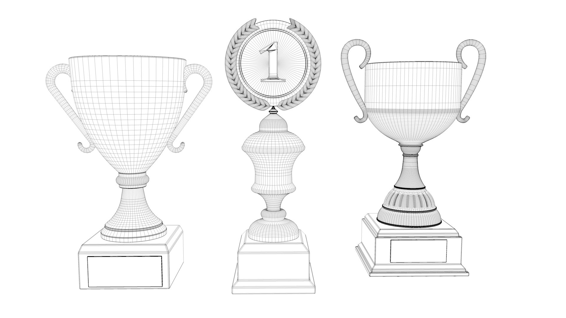 Winner Cups Set 3D Model - TurboSquid 1919334