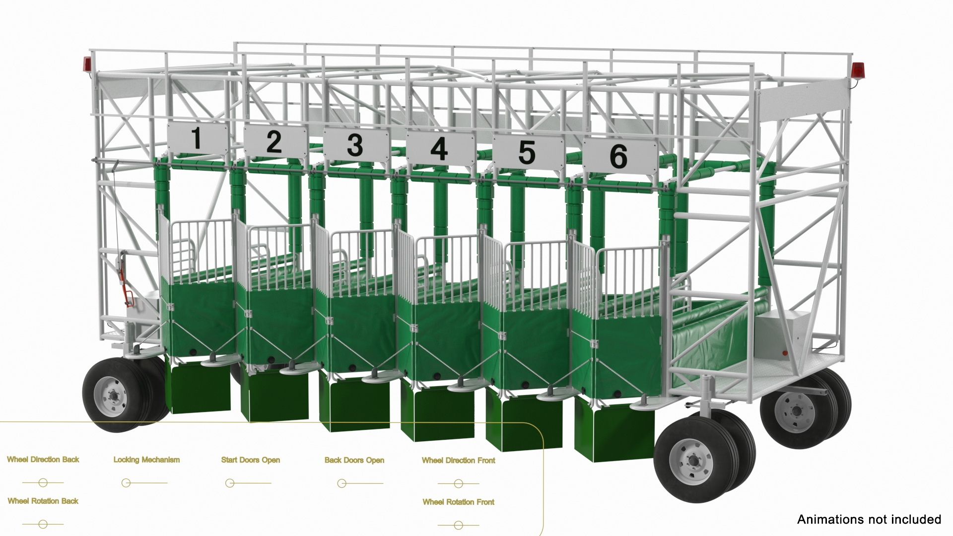 3D 6 Horse Starting Stalls Rigged Model - TurboSquid 2029482