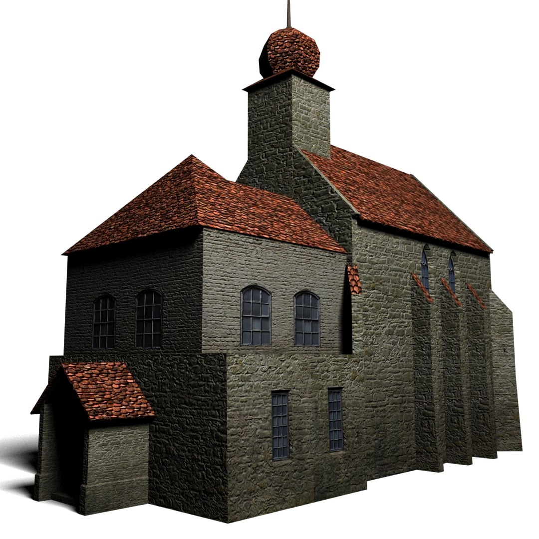 3d Max Low-poly Medieval Church