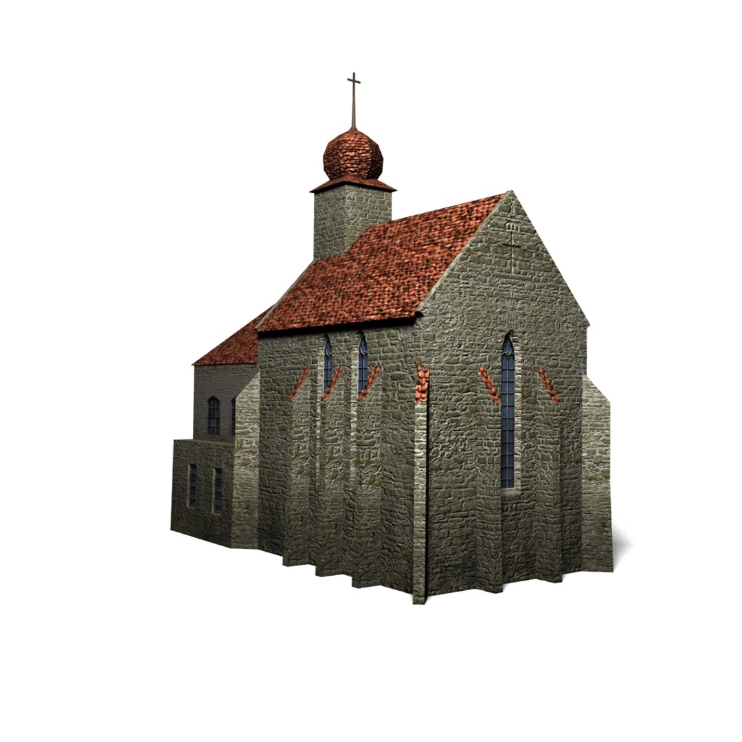 3d Max Low-poly Medieval Church