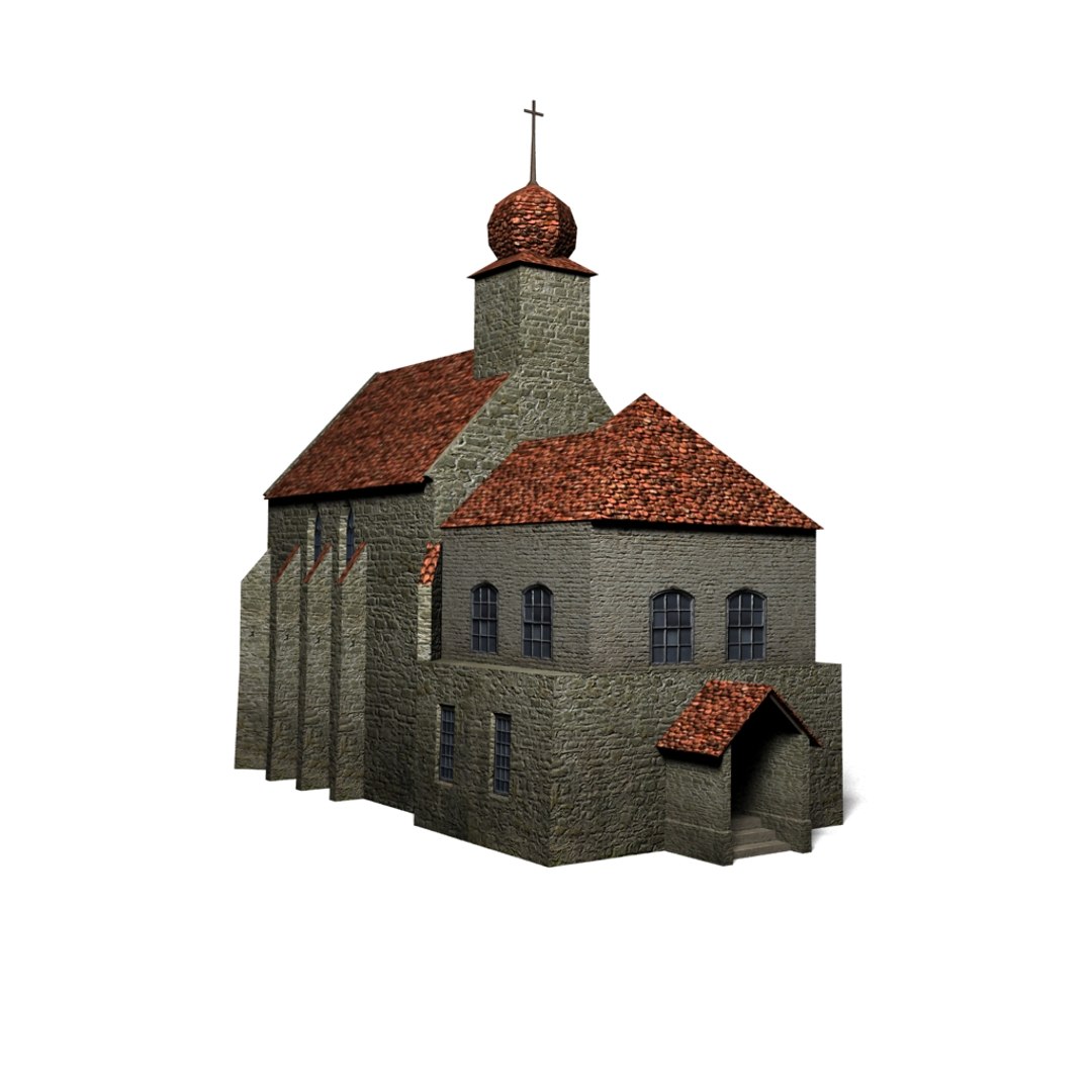 3d Max Low-poly Medieval Church
