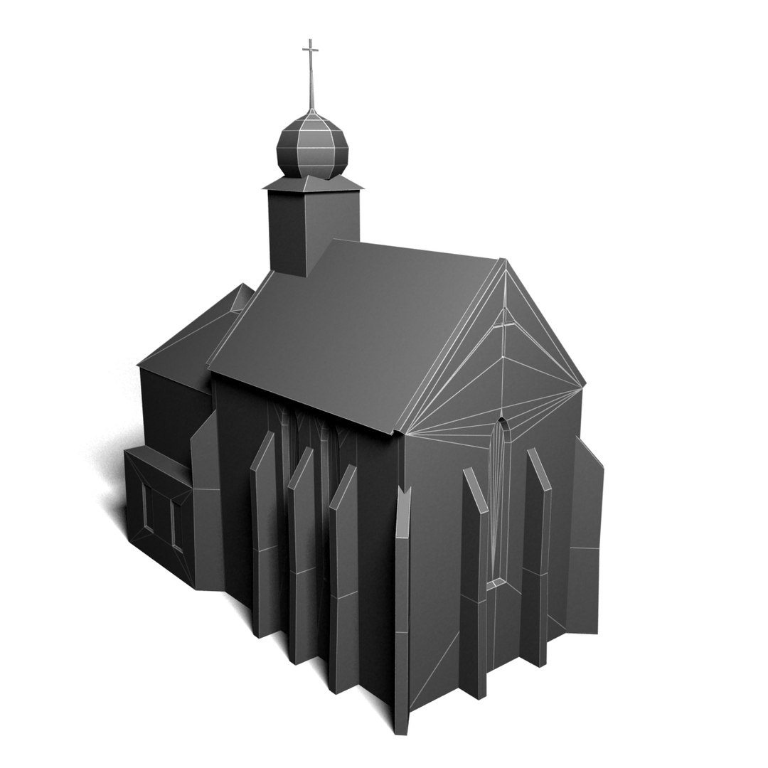 3d Max Low-poly Medieval Church
