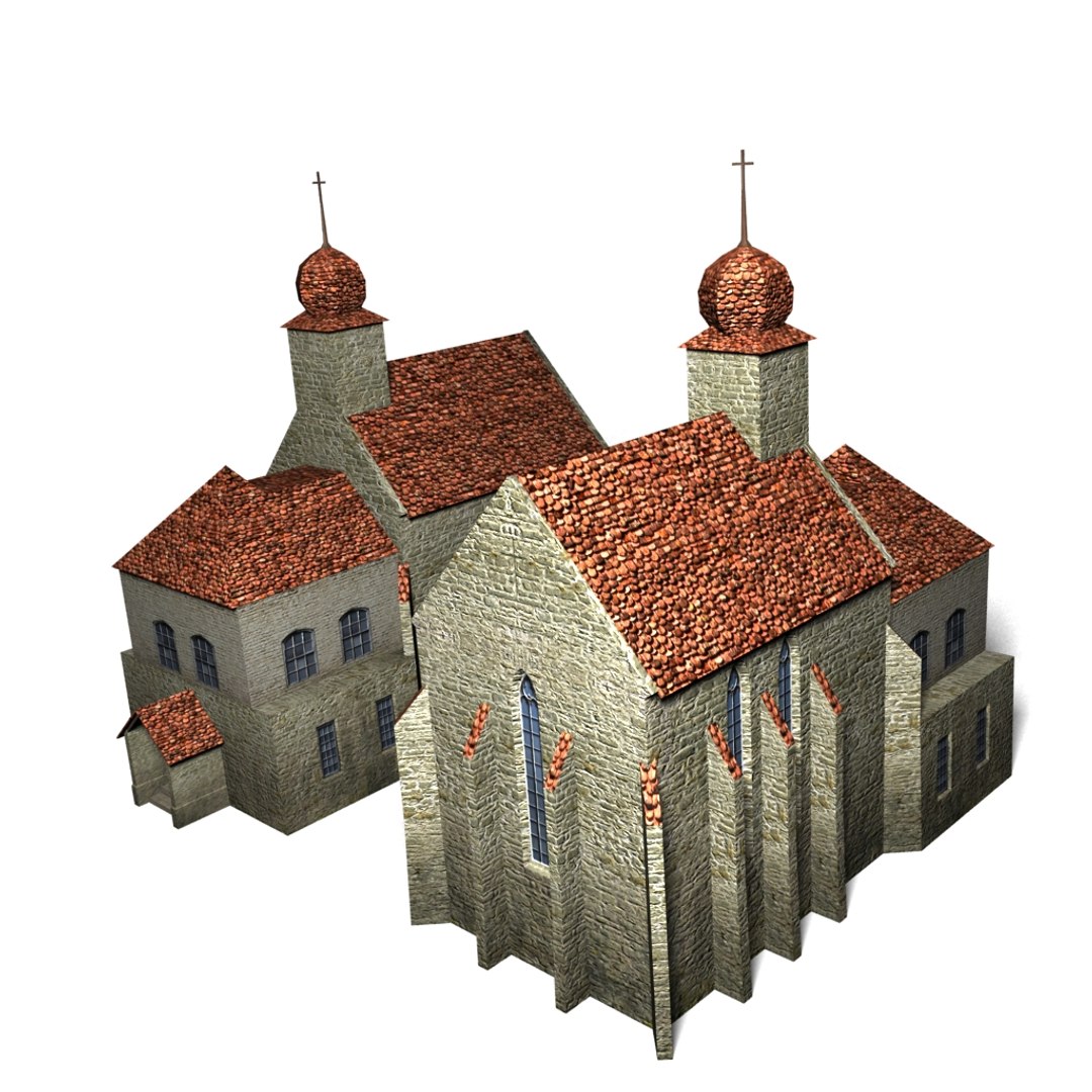 3d Max Low-poly Medieval Church