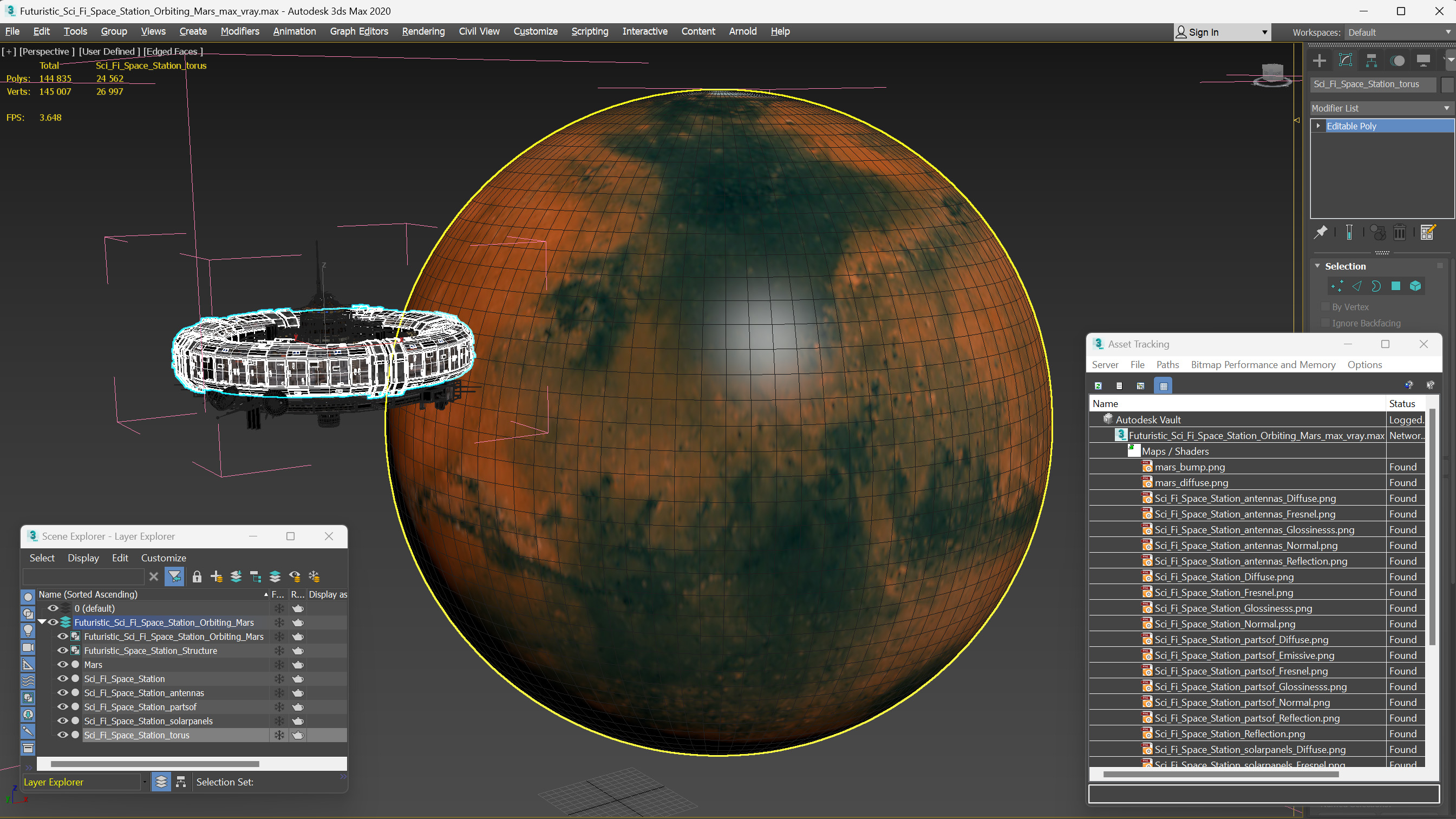 3D модель Футуристическая научно-фантастическая космическая станция на ...