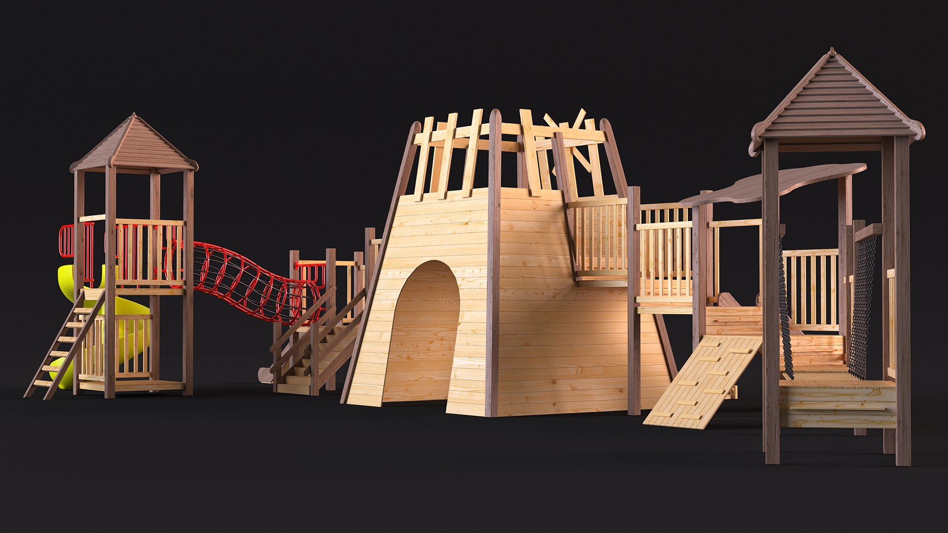 Wooden Childrens Playground 3D model - TurboSquid 2161763