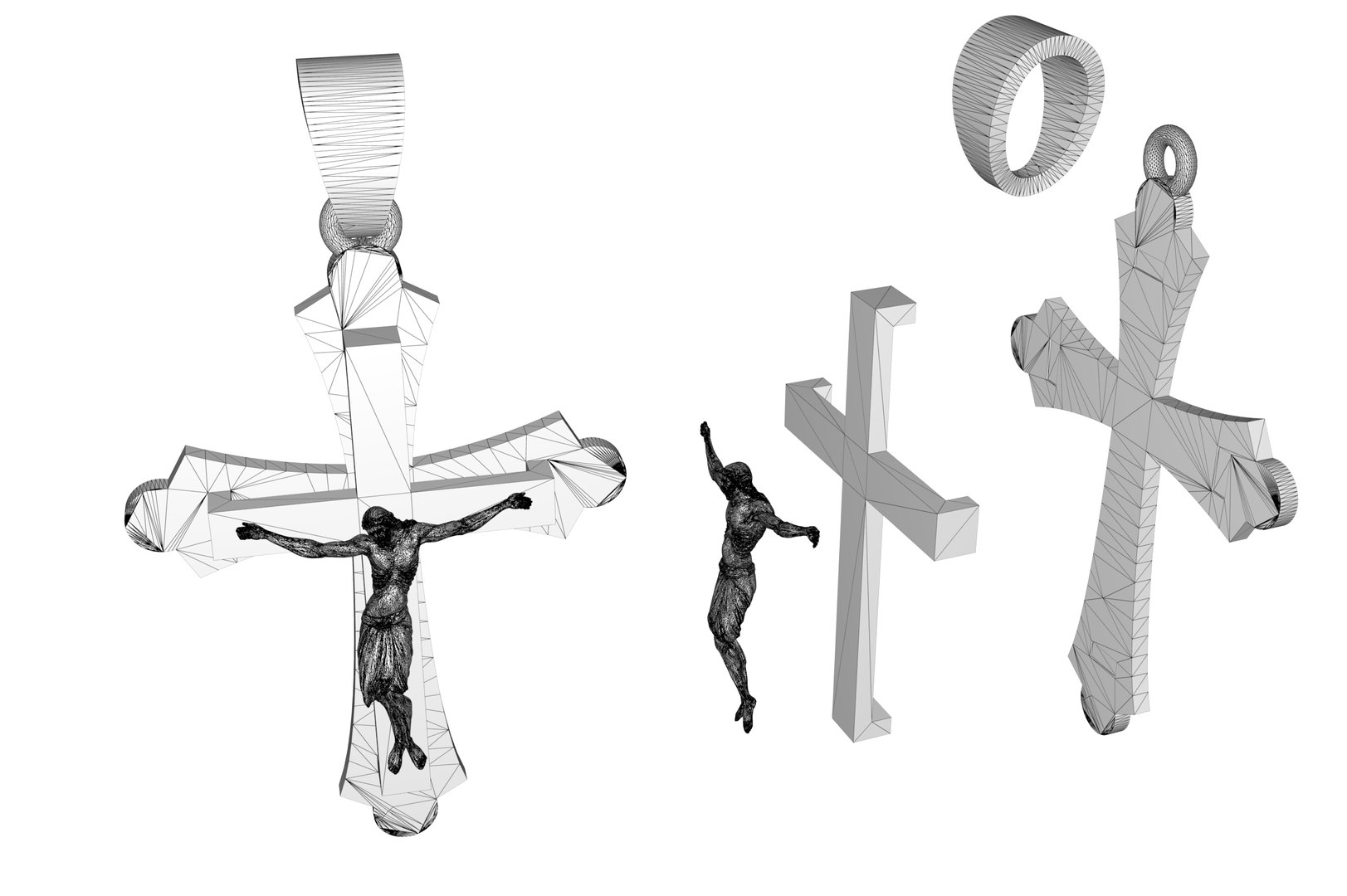 Jewelry Golden Cross Jesus 3D Model - TurboSquid 1327158