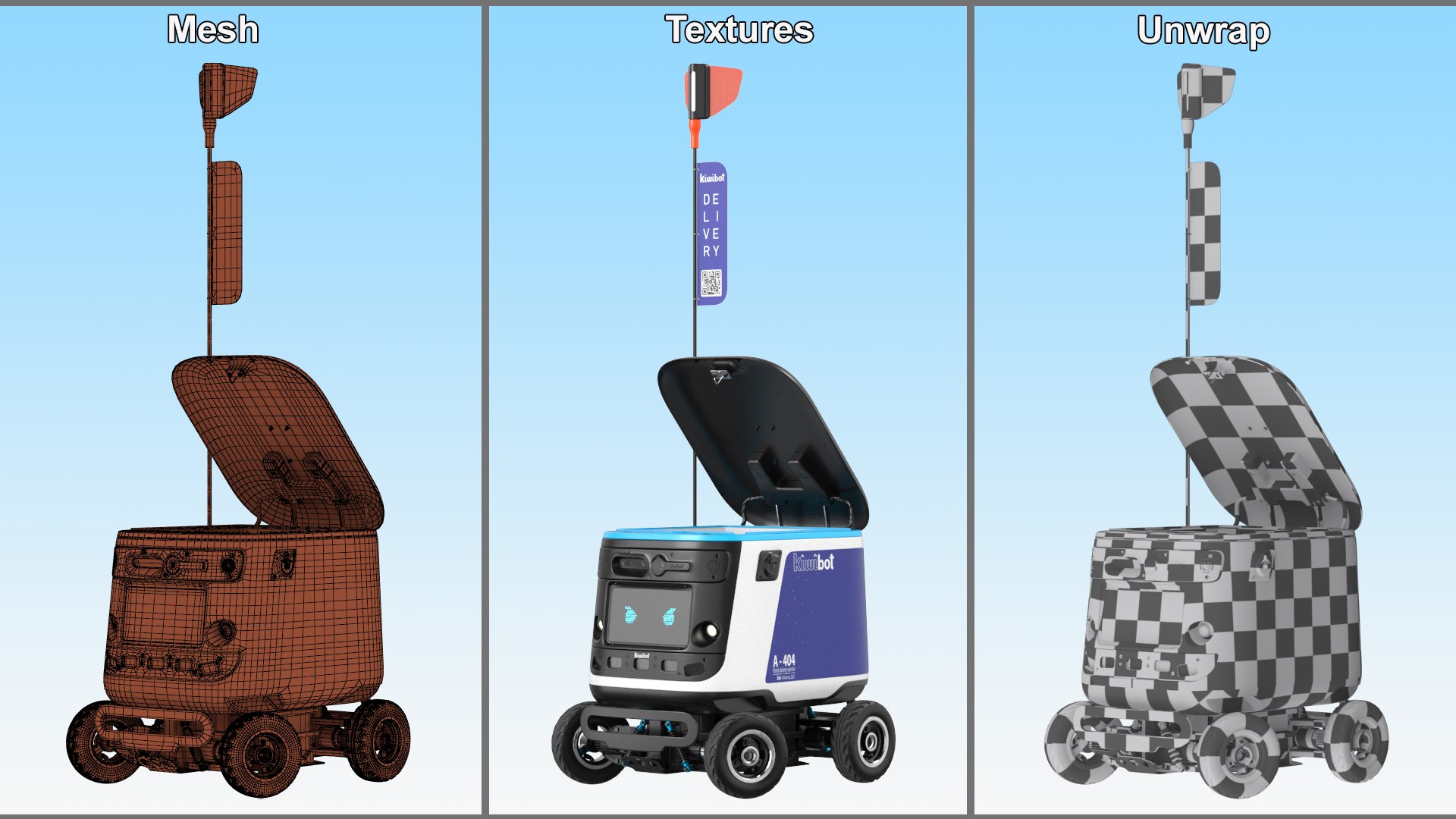 3D Blue Delivery Robot Kiwibot Rigged For Cinema 4D - TurboSquid 2267560