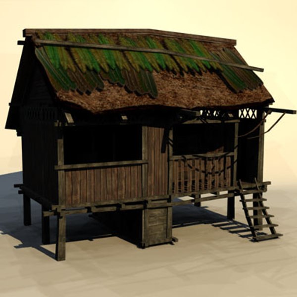 tropical huts 3d model