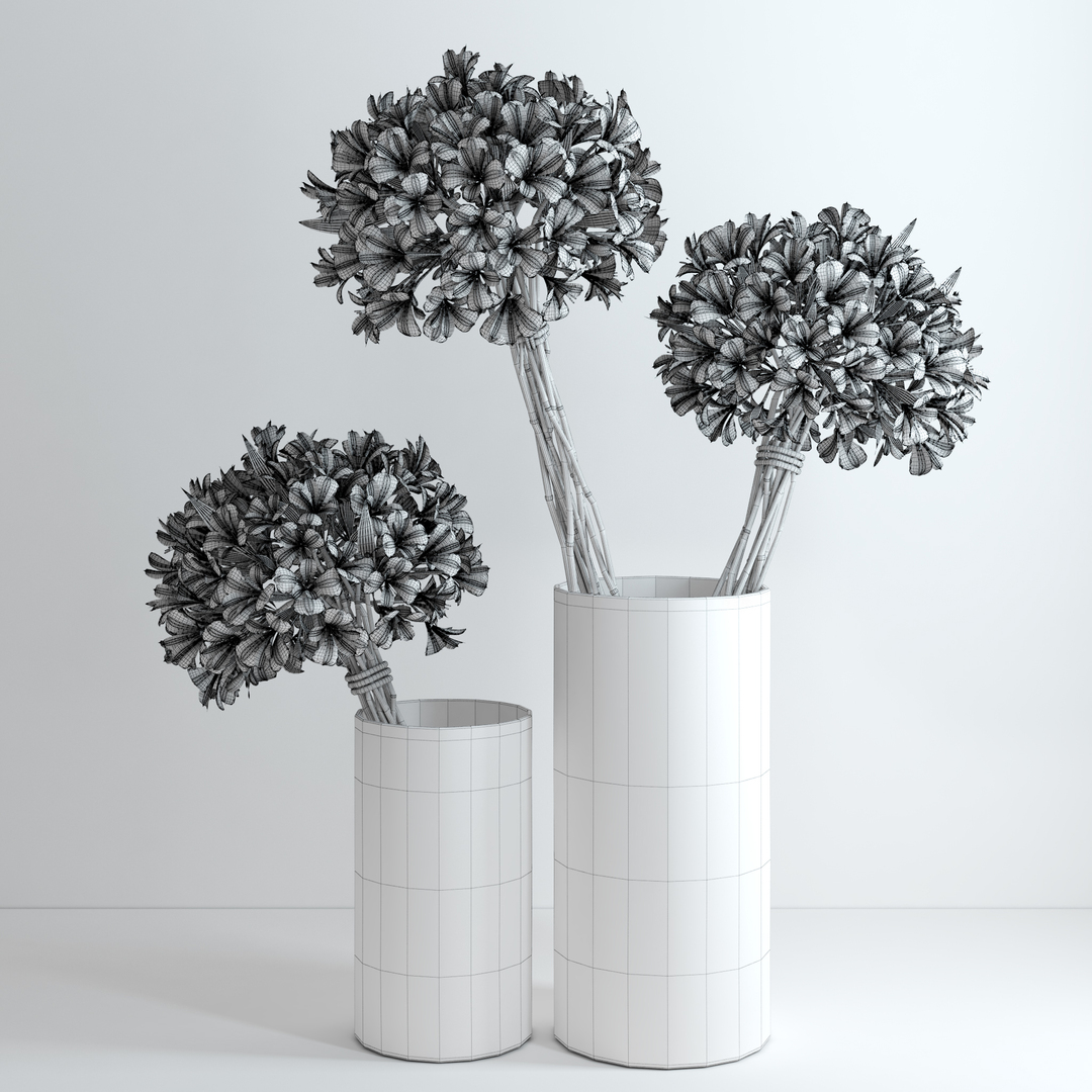 3d flowers vases model