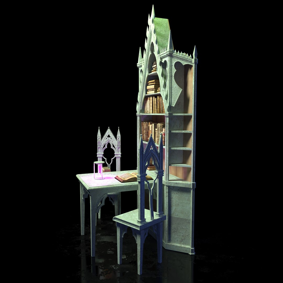 library table medieval 3d model