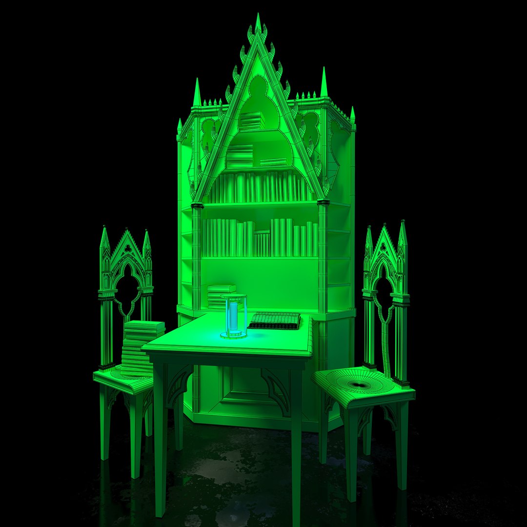 library table medieval 3d model