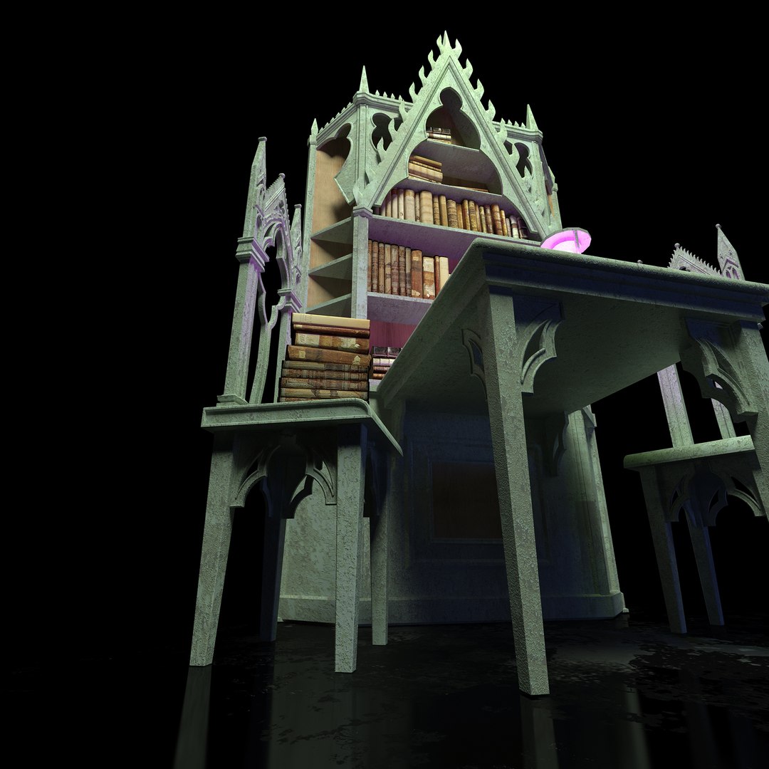 library table medieval 3d model
