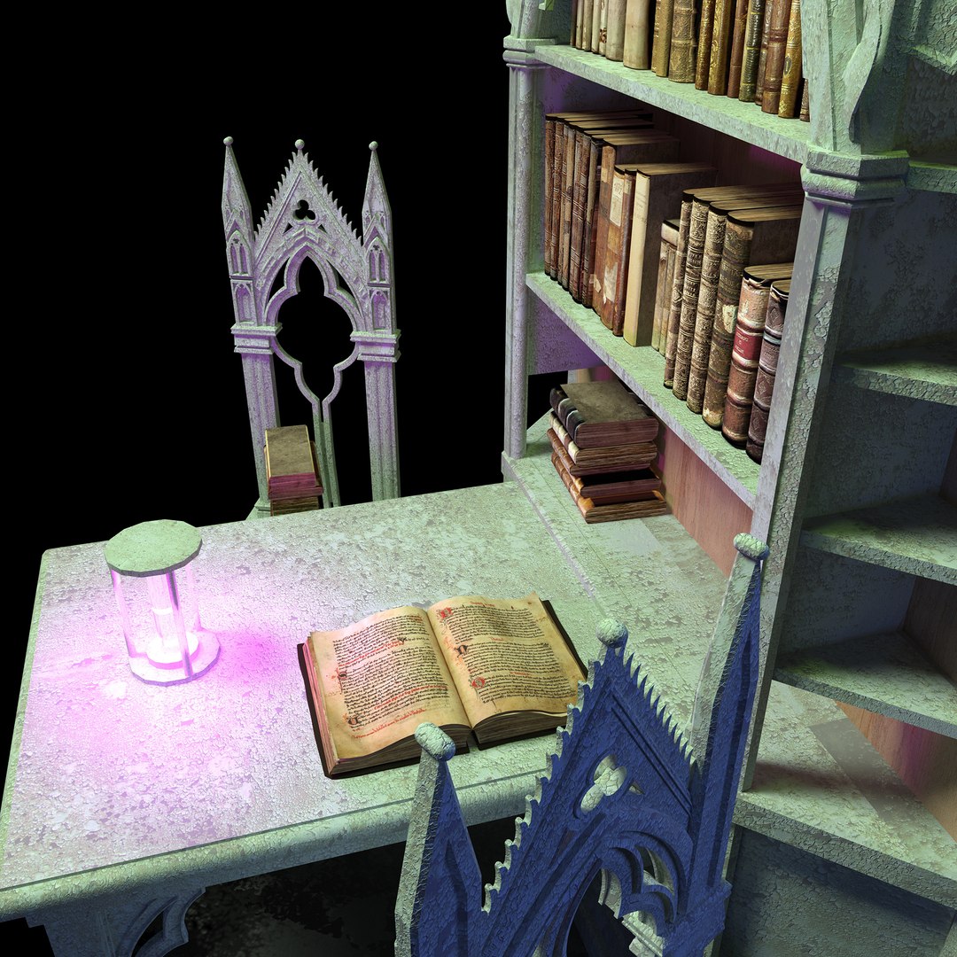 library table medieval 3d model
