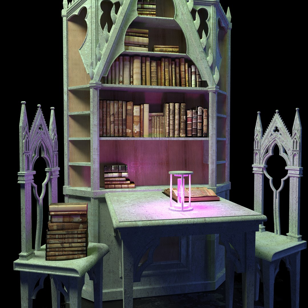 library table medieval 3d model