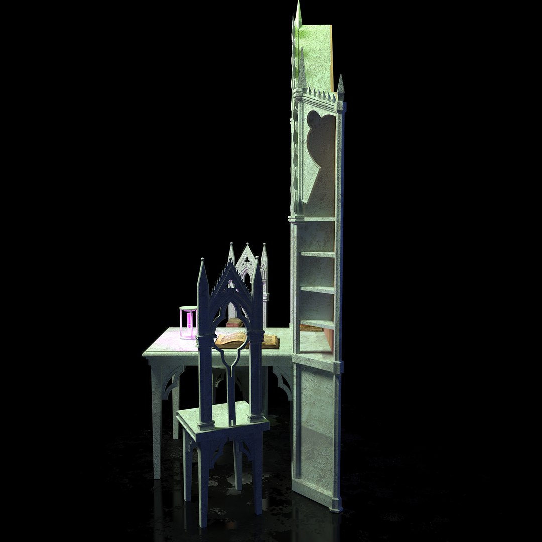 library table medieval 3d model