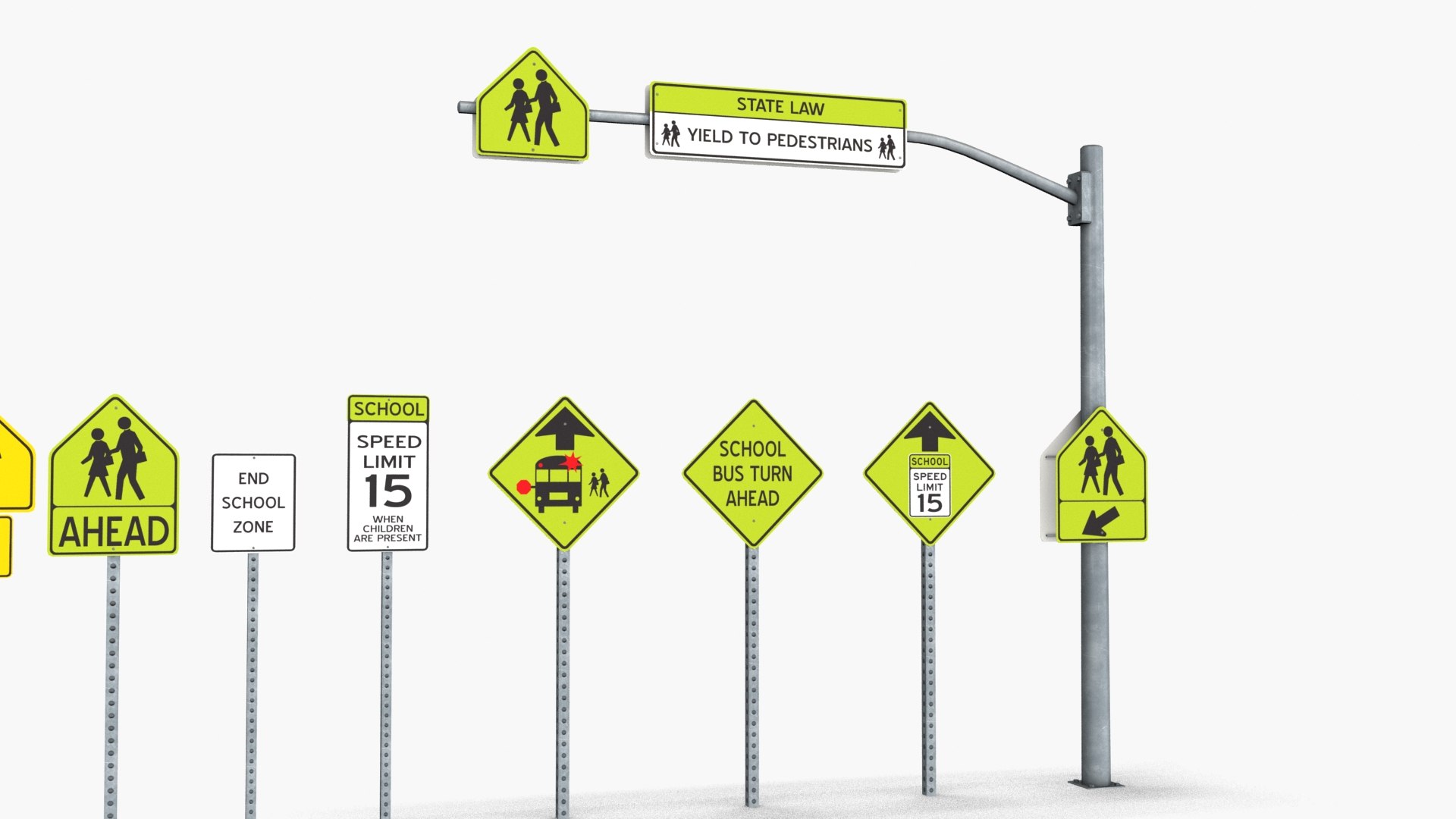 Signs School Zone 3D Model - TurboSquid 2239493