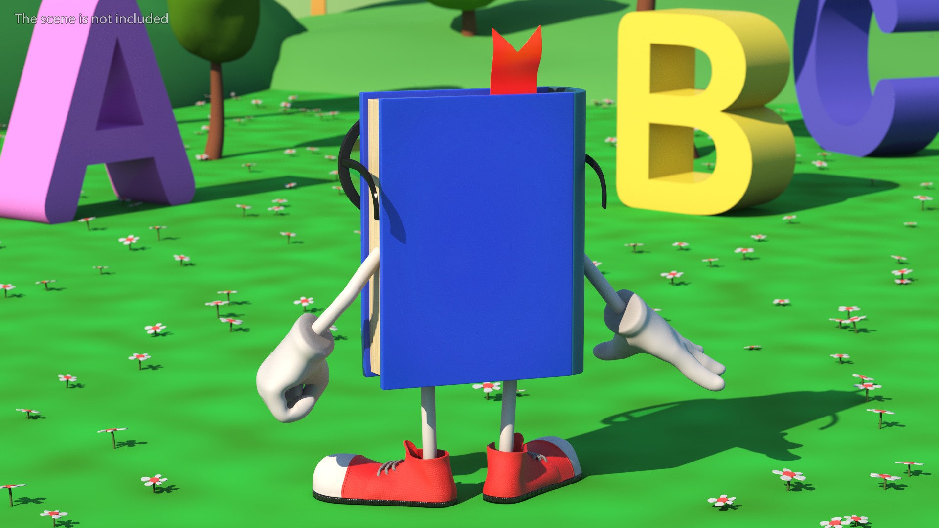 Cartoon Blue Book Character Standing Pose 3D - TurboSquid 2128245