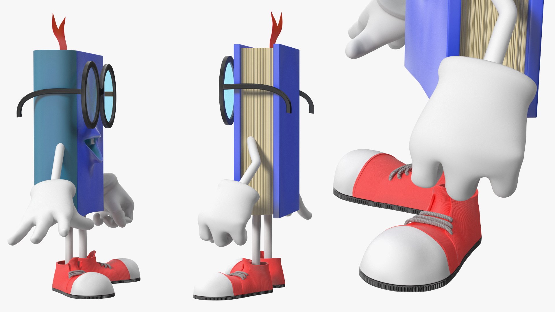 Cartoon Blue Book Character Standing Pose 3D - TurboSquid 2128245