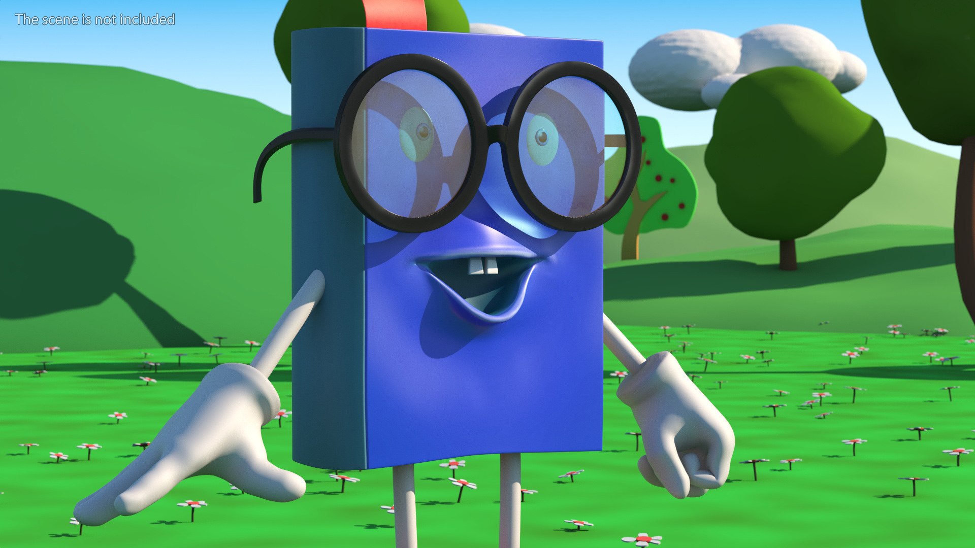 Cartoon Blue Book Character Standing Pose 3D - TurboSquid 2128245