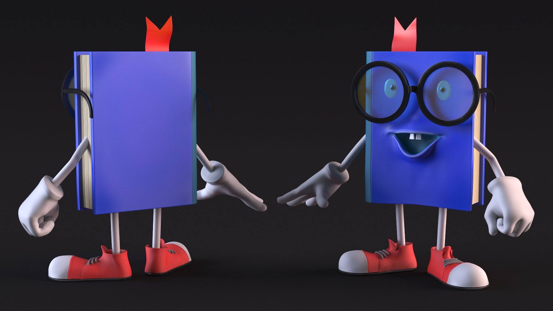 Cartoon Blue Book Character Standing Pose 3D - TurboSquid 2128245
