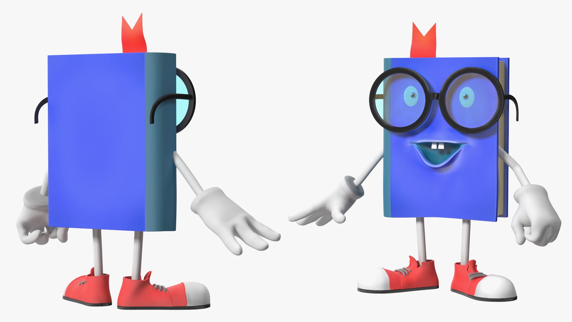 Cartoon Blue Book Character Standing Pose 3D - TurboSquid 2128245