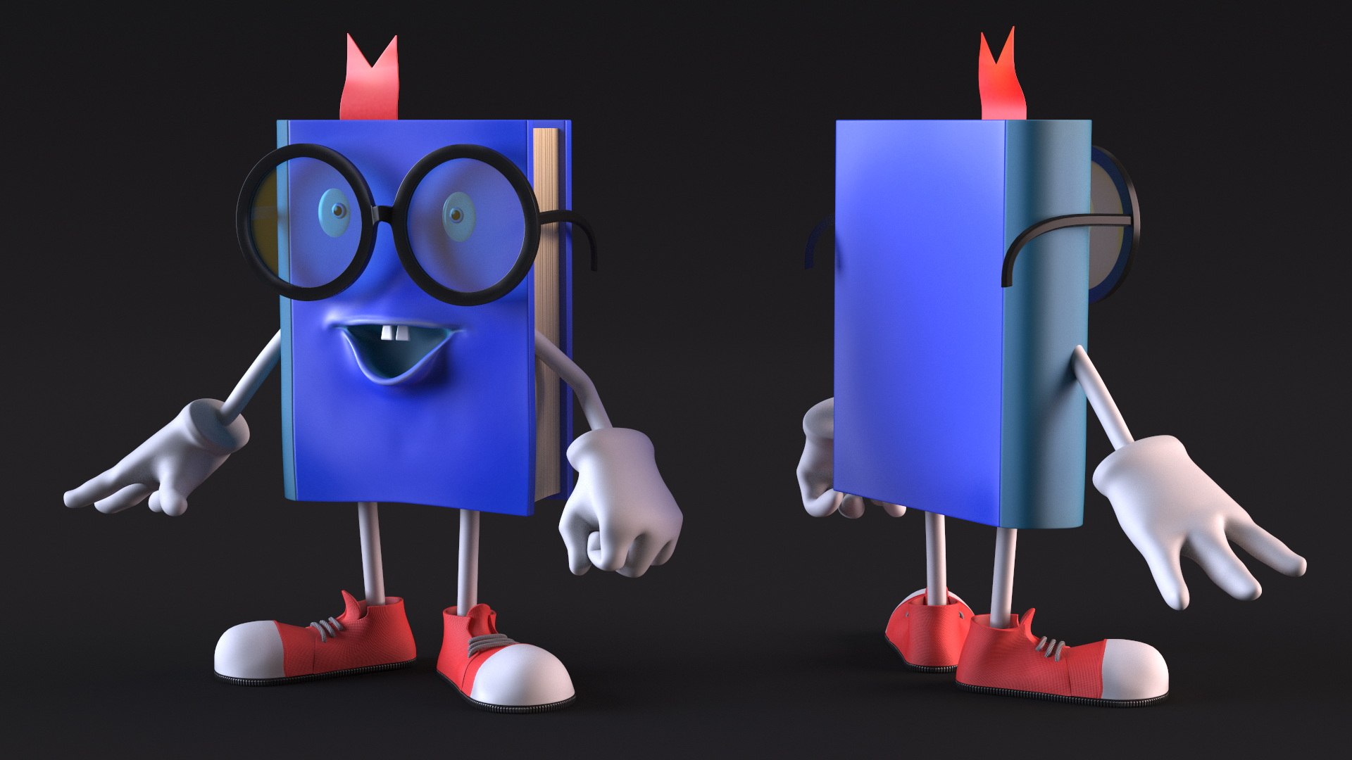 Cartoon Blue Book Character Standing Pose 3D - TurboSquid 2128245