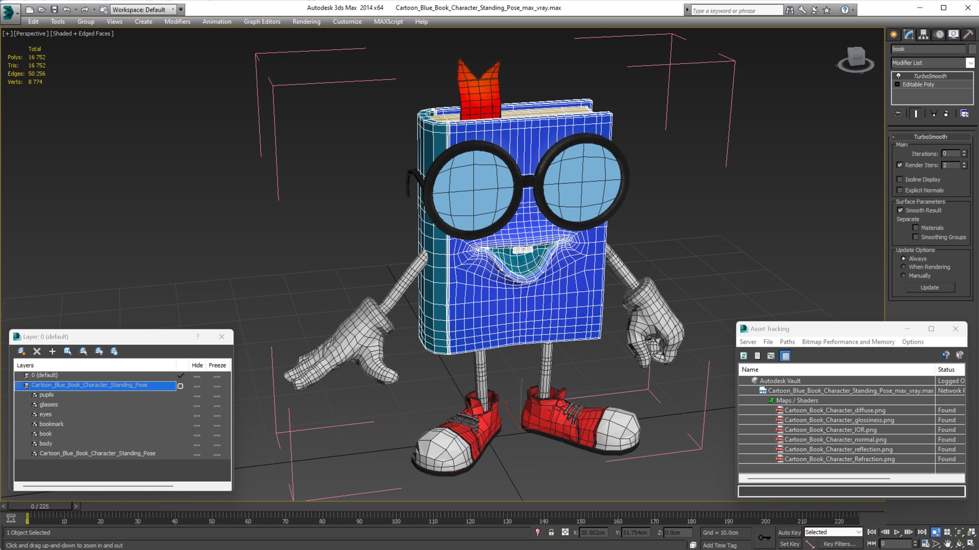 Cartoon Blue Book Character Standing Pose 3D - TurboSquid 2128245