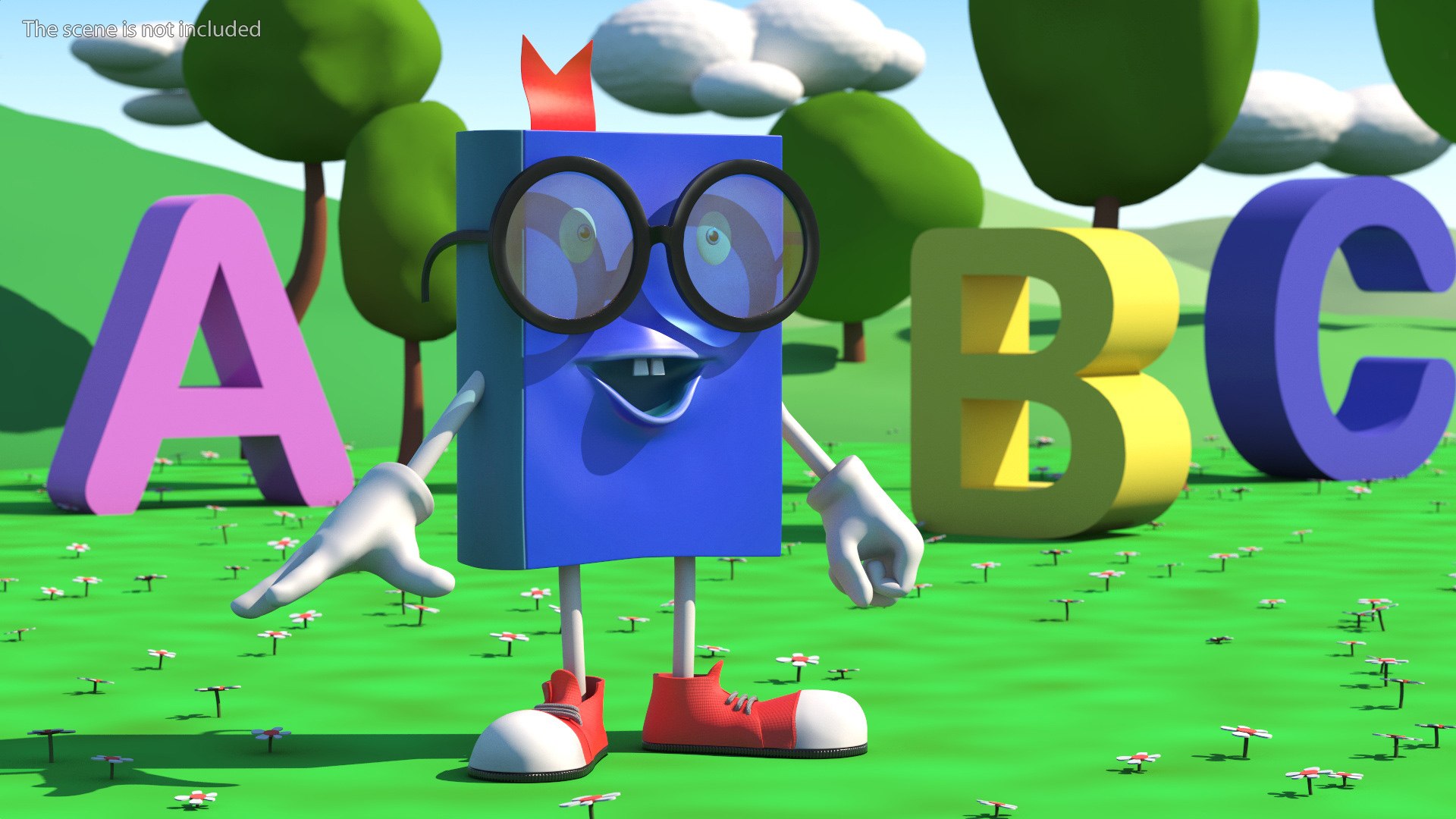 Cartoon Blue Book Character Standing Pose 3D - TurboSquid 2128245