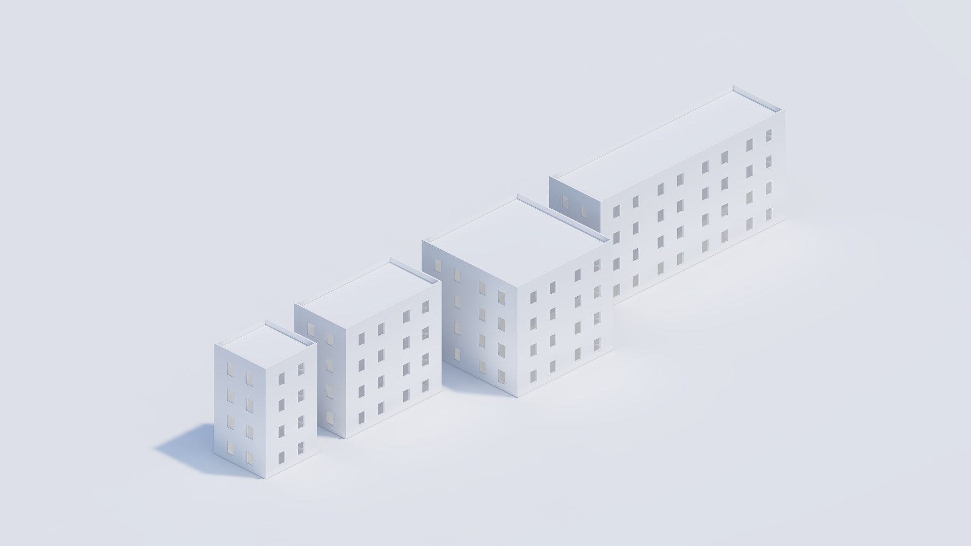 4types Simple Building S Size 3D Model - TurboSquid 1848257